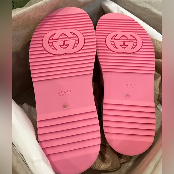 Gucci | Shoes | New Gucci Angelina Pink Logo Platform Slides | Poshmark